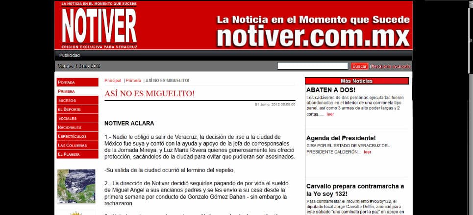 NOTIVER refuta declaraciones de hijo de periodista | Aristegui Noticias